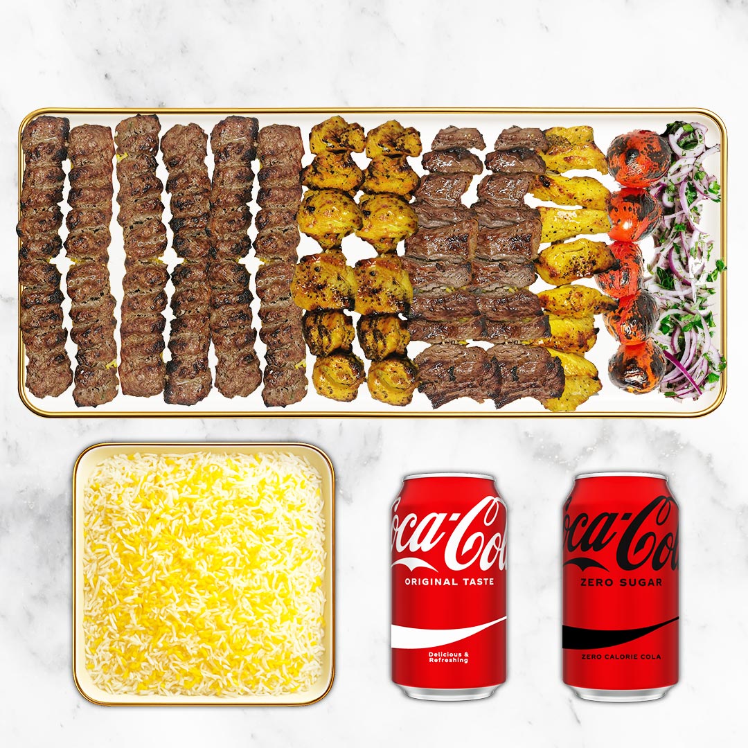 Kebab Family Meal – 6 Person | Koobideh, Chicken, Veal, Rice, Tomatoes ...